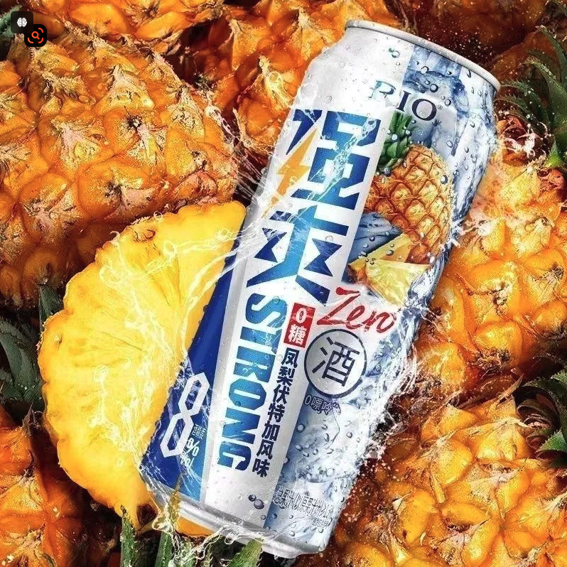 RIO锐澳 强爽8度0糖凤梨伏特加味鸡尾酒 500ml/罐（12）